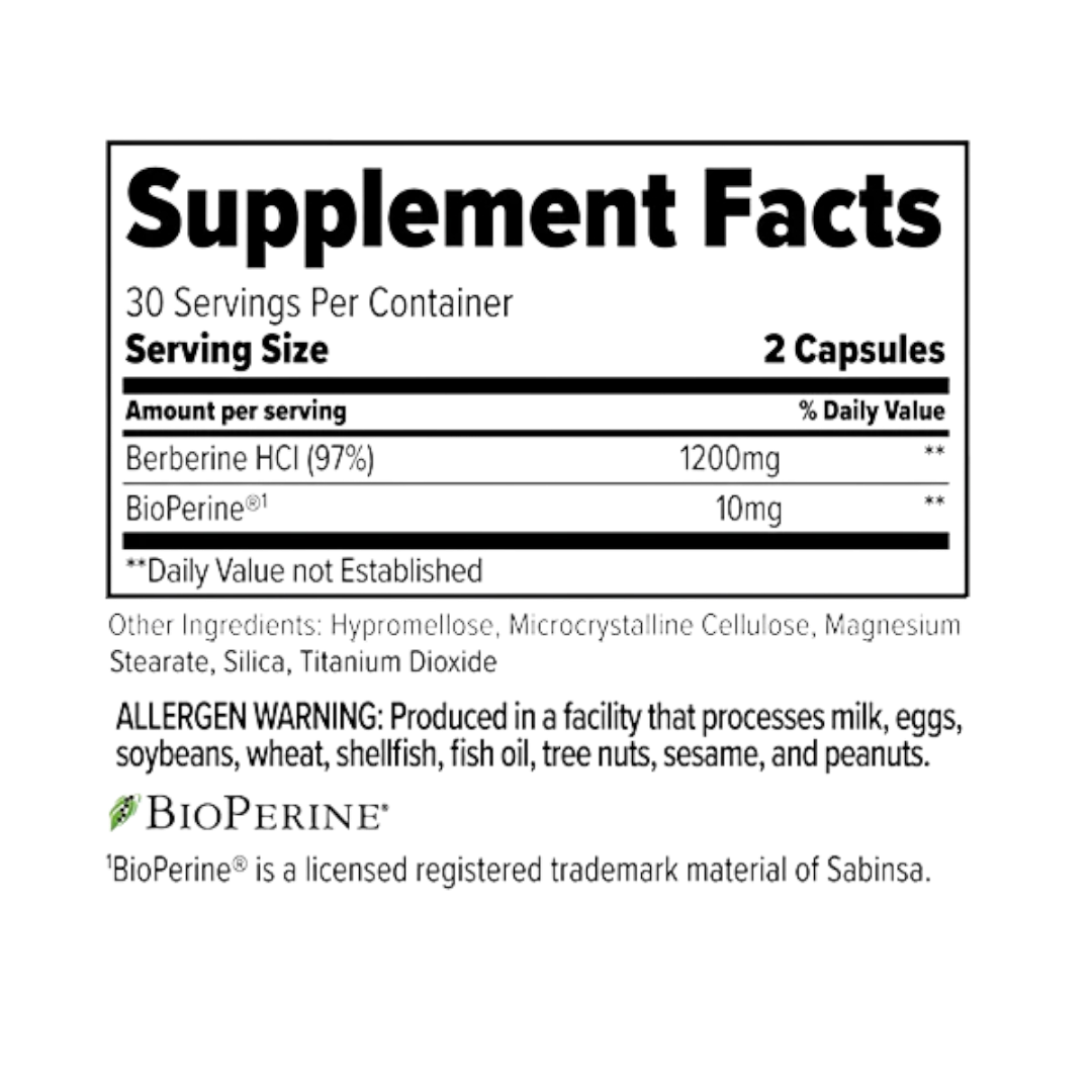 Berberine, 1200mg, 60 capsules